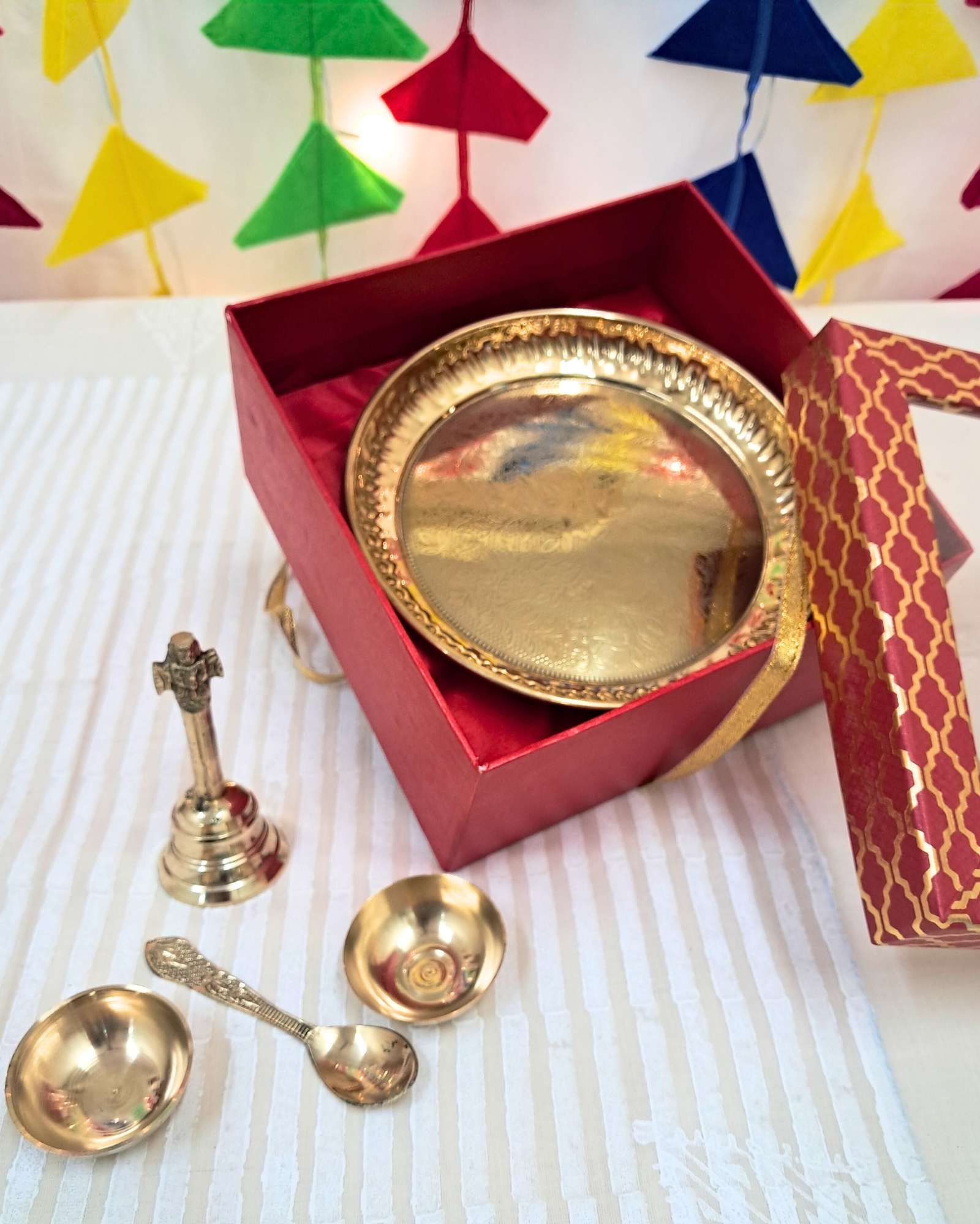 Pavitra Gift Box – Handcrafted Brass Puja Thali Set | Festive Gift